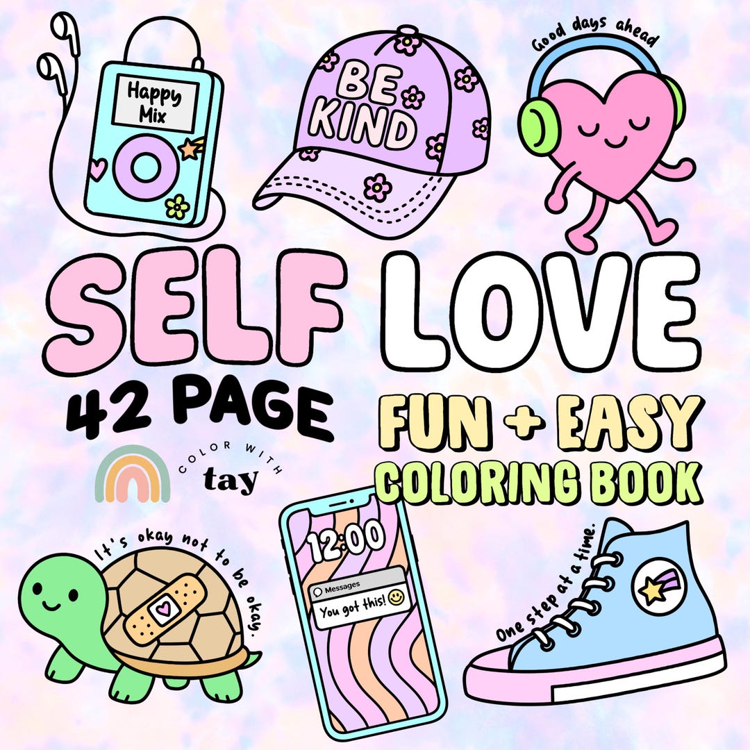 Self Love: 42 Page Motivational Coloring Book for Mental Health and ...