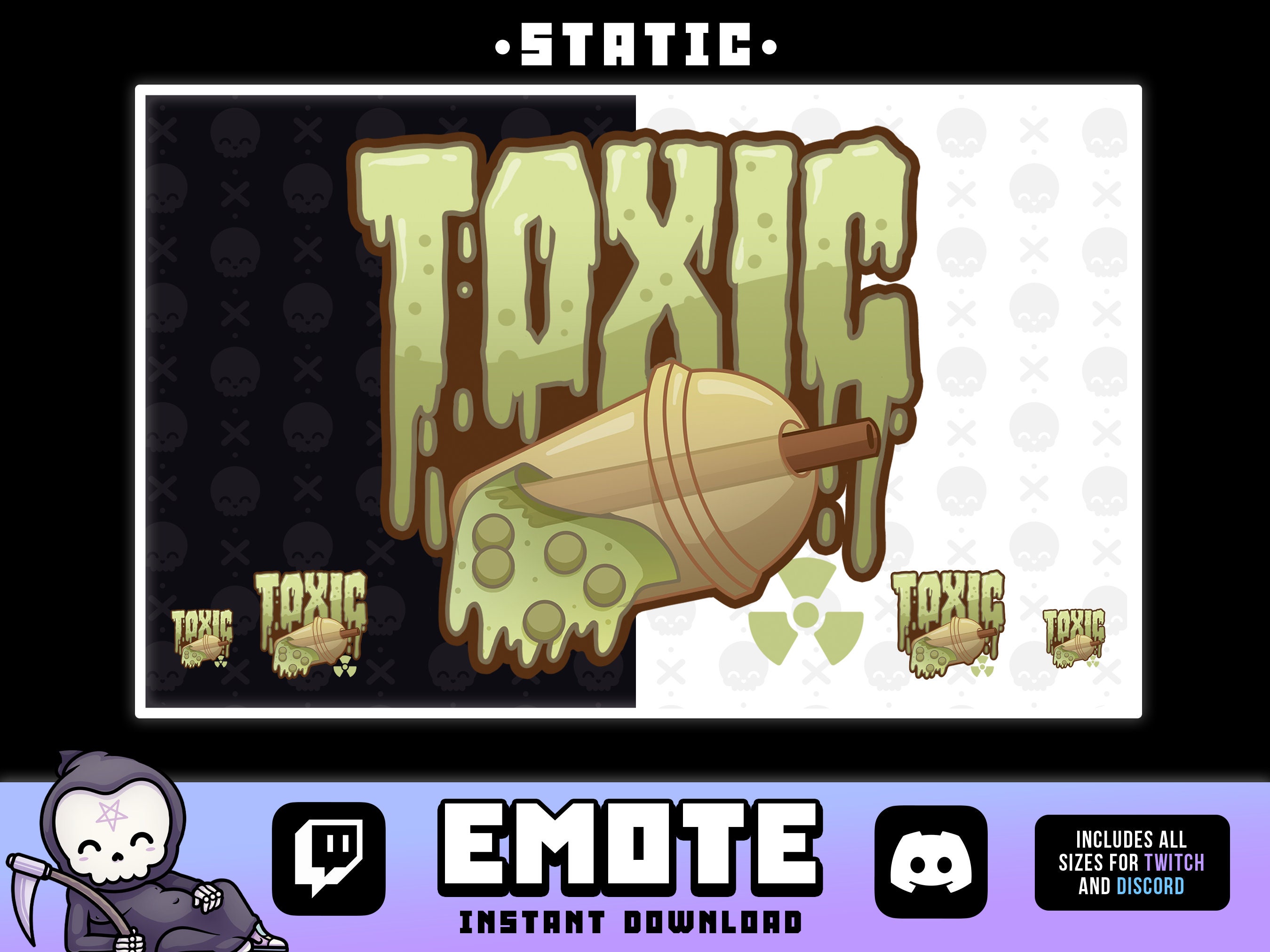 TOXIC Boba Emote - Static Emote for Twitch + Discord - Etsy