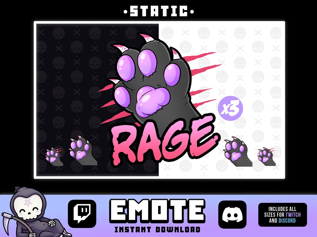 3 Angry Cat Paw Emotes - Static Emote for Twitch + Discord - Etsy