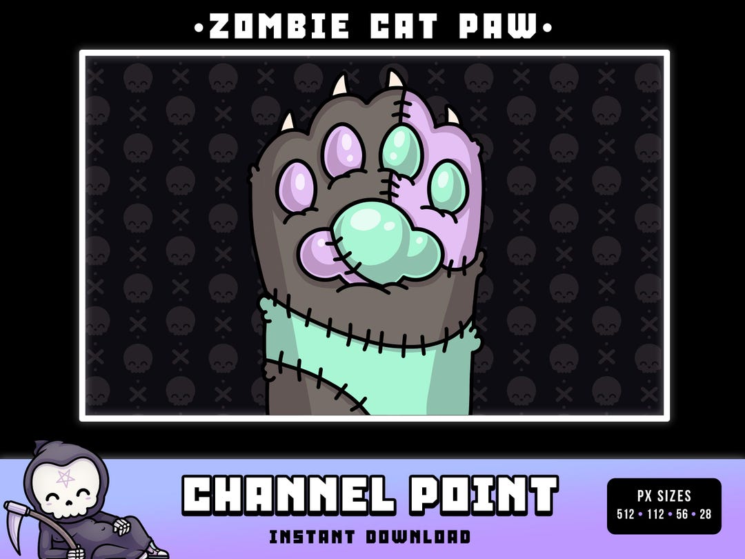 Zombie Corpse Kawaii Cat Paw - Channel Point / Emote for Twitch - Etsy