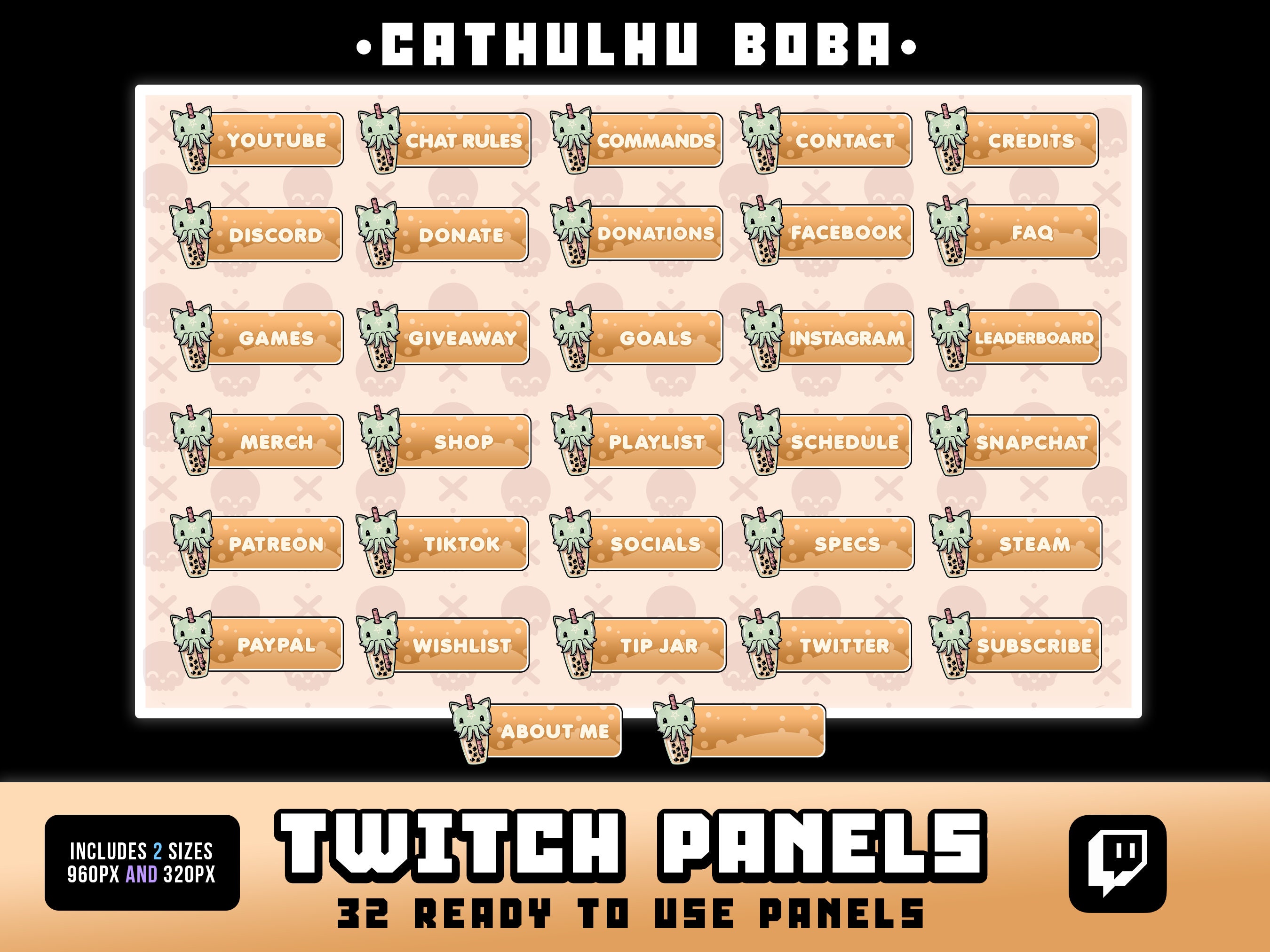 32 Cathulhu Boba Streamer Panels for Twitch - 32 Twitch Panels ...