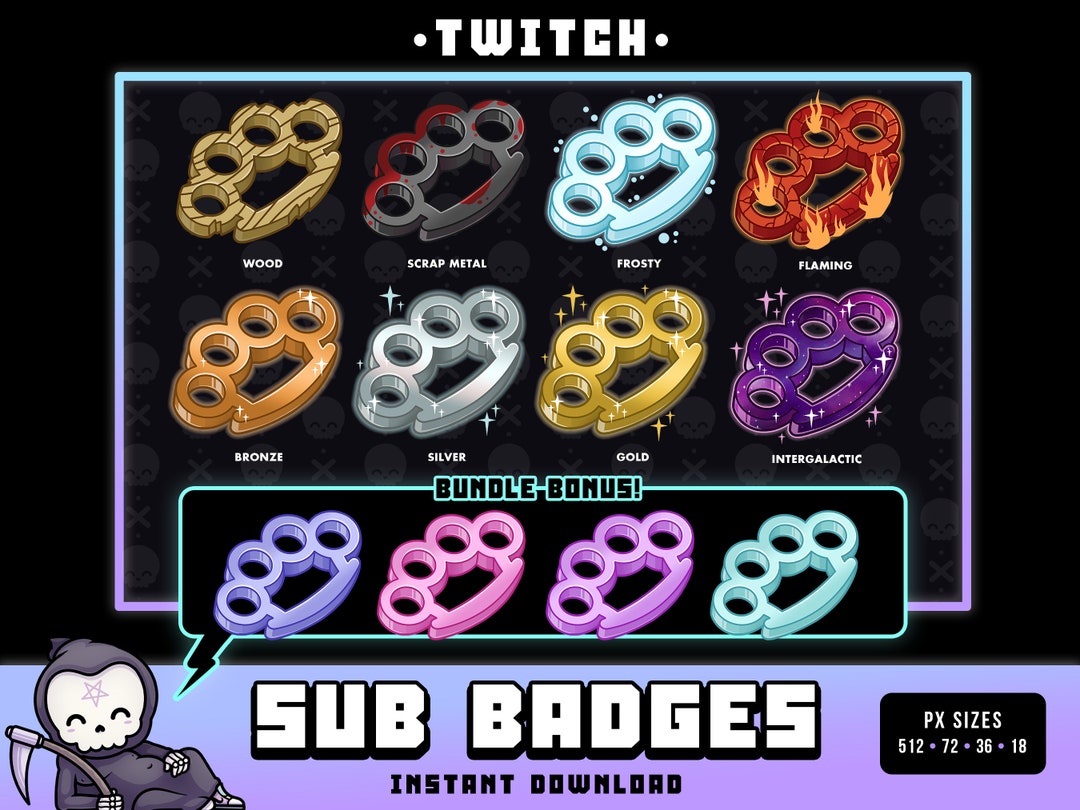 Brass Knuckles Sub/bit Badges for Twitch - Flair Badges + Bonus Colors ...