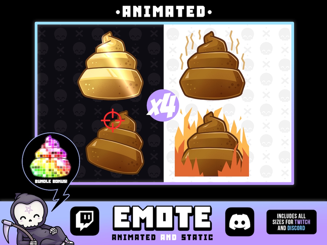 5 Poop Turds Emotes + Disco Turd Bonus - Animated and Static Emotes for ...