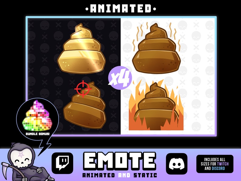 5 Poop Turds Emotes + Disco Turd Bonus - Animated and Static Emotes for ...