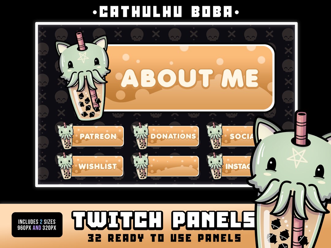 32 Cathulhu Boba Streamer Panels for Twitch - 32 Twitch Panels ...