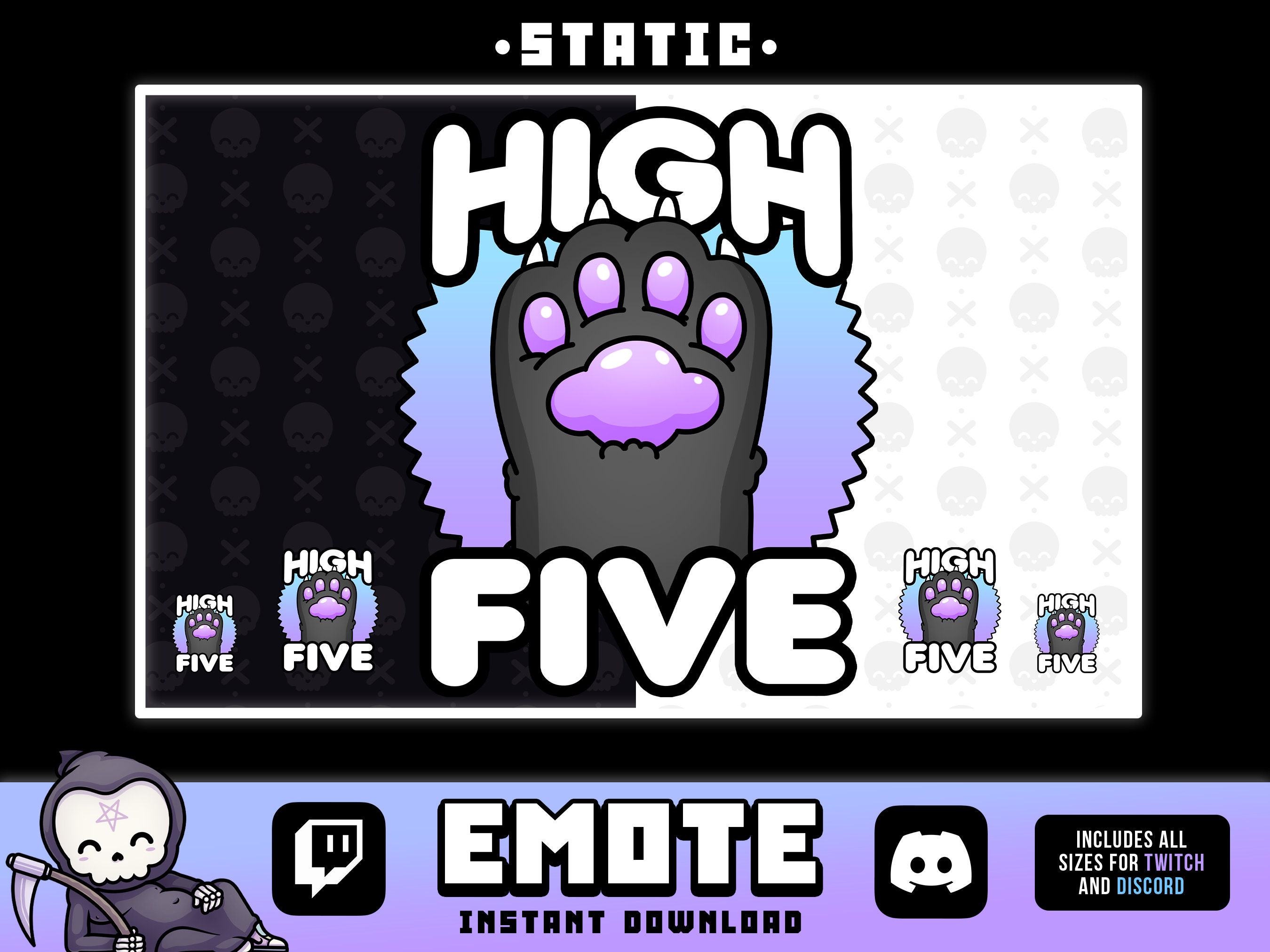 HIGH FIVE Kawaii Cat Paw - Static Emote for Twitch + Discord - Etsy