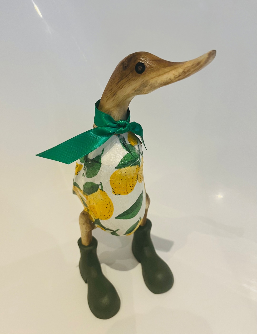 Lemon Duck With Boots | Decoupaged & Handpainted Bamboo Duck | Boots or ...