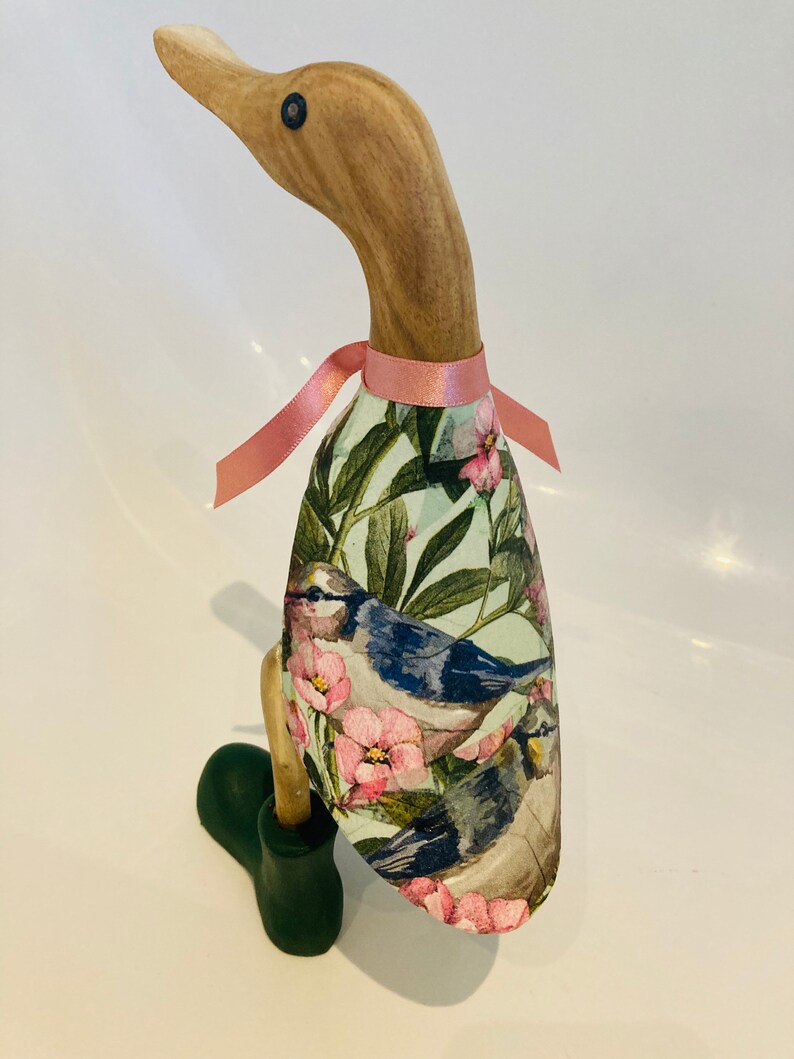 Decorated Wooden Ducks Beautiful Garden Bird Floral Design | Etsy