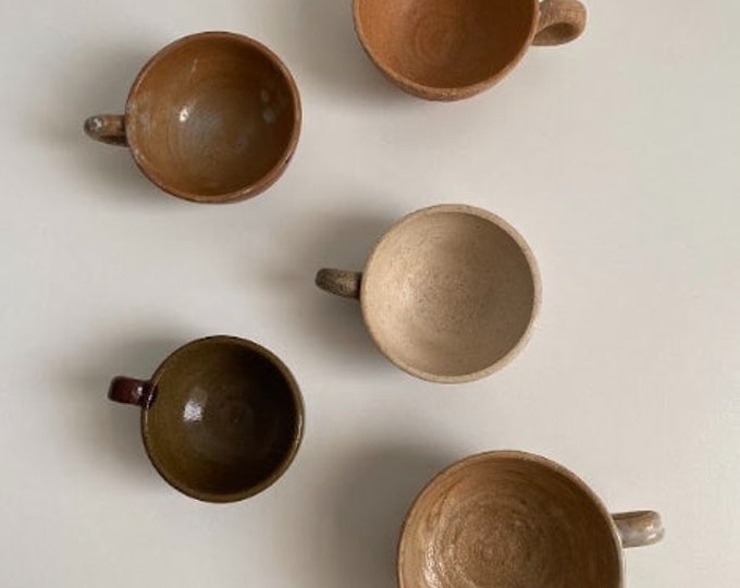 Earth Colors Ceramic Espresso Cups With Handle - Etsy