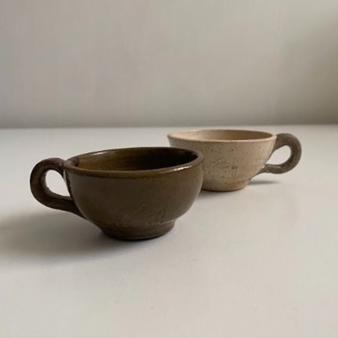 Earth Colors Ceramic Espresso Cups With Handle - Etsy