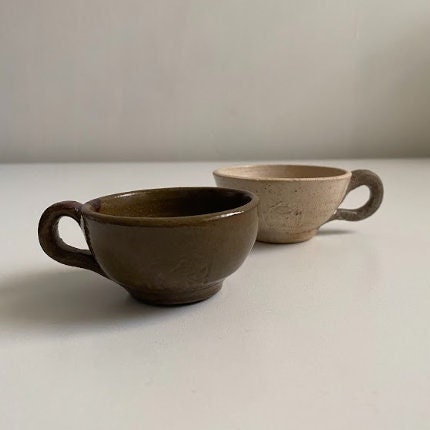 Earth Colors Ceramic Espresso Cups With Handle - Etsy