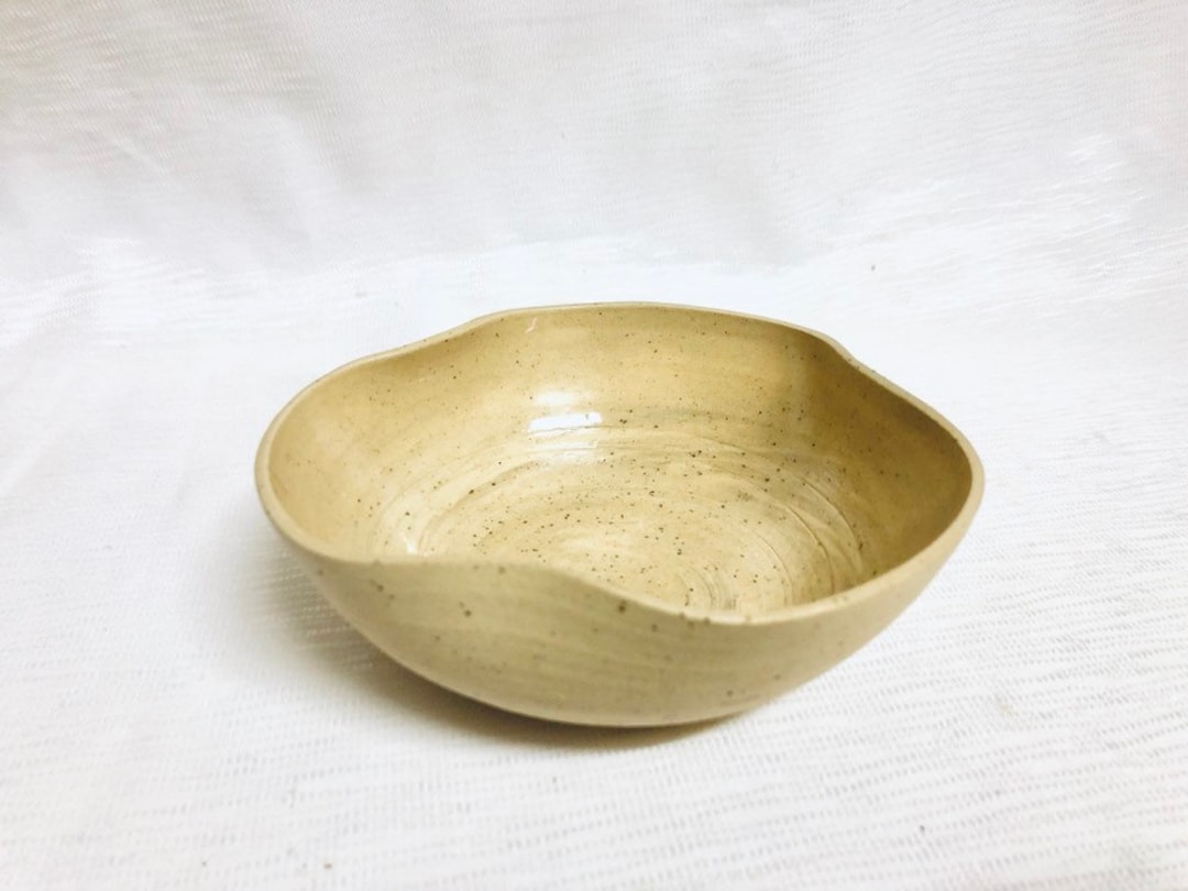 Small Ceramic Bowl; Salad Bowl; Beige Bowl; Large Bowl; Stoneware ...