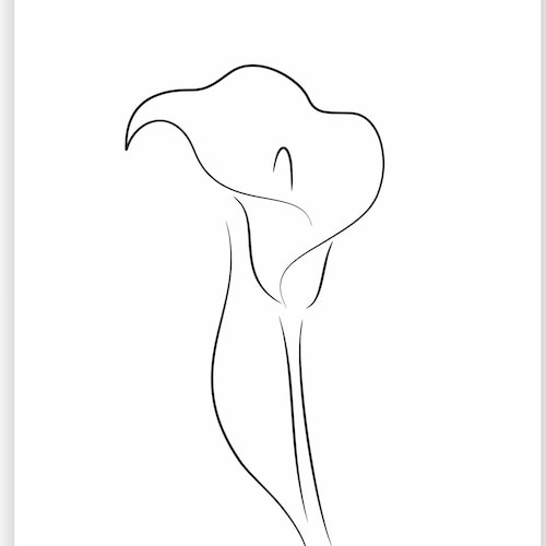 Calla Lily Flower Line Drawing Wall Printable Art One Line - Etsy