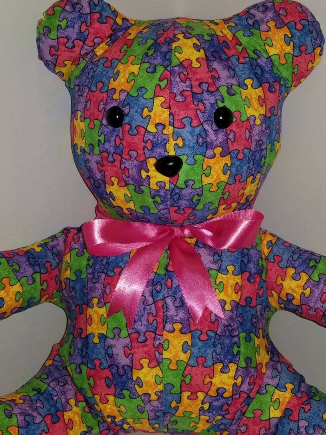 Autism Awareness Stuffed Teddy Bear in Multicolored Puzzle - Etsy