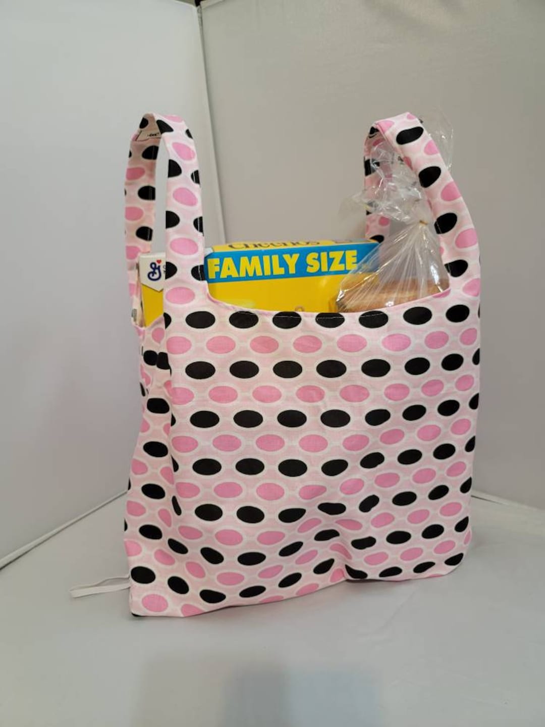 Grocery/market Shopping Bag in Pink/black Fabric - Etsy
