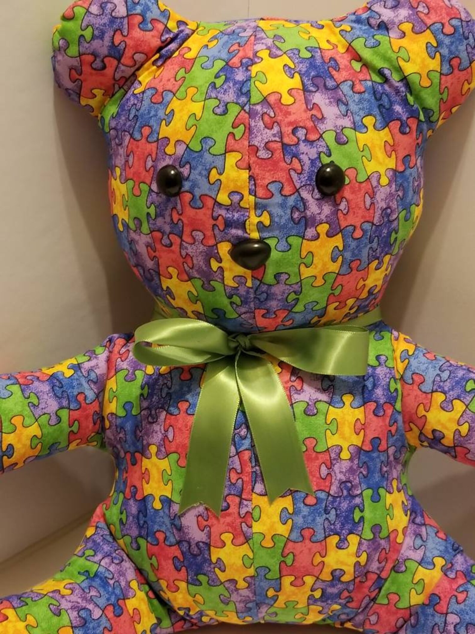 Autism Awareness Stuffed Teddy Bear in Multicolored Puzzle - Etsy