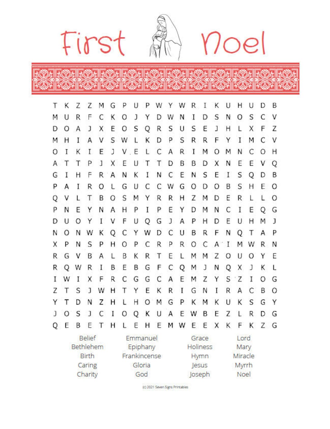 First Noel Christmas Word Search - Etsy