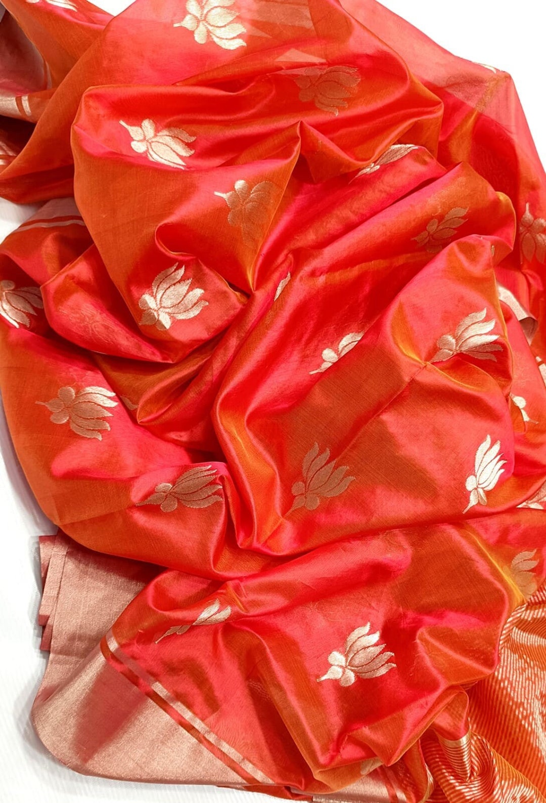 Freshly Arrived Lotus Motif Chanderi Pure Resham Pattu Silk by Silk ...