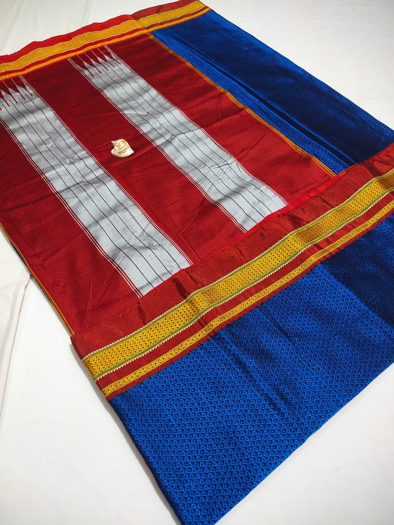 Handwoven Khun Saree With Maharashtrian Nath Motif Blouse | Etsy