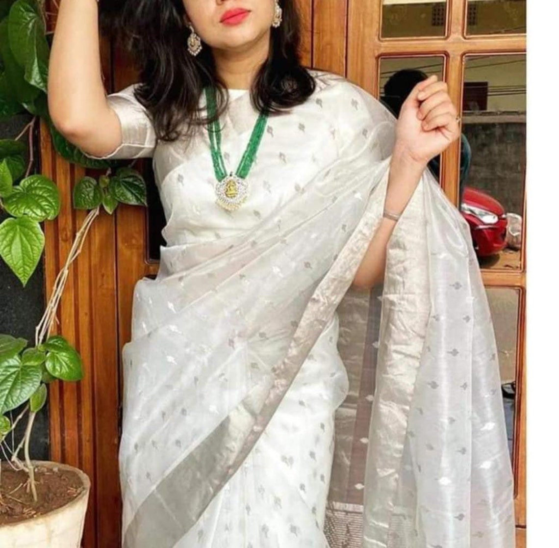 Pure Chanderi Handloom Katan Organza Silk Saree With Silver - Etsy Pure Chanderi Handloom Katan Organza Silk Saree With Silver - Etsy