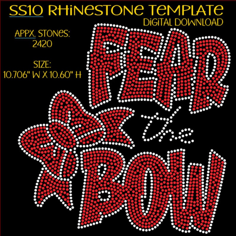 Fear the Bow Rhinestone Template | SS10 Hotfix SVG | Cheer Bow Bling ...