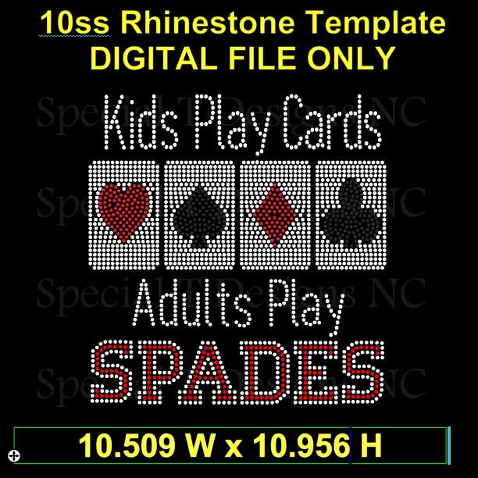 Adults Play SPADES Rhinestone Template | SS10 Hotfix SVG | Card Game ...