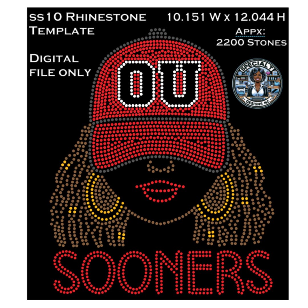 Ou/oklahoma University Football Fan Locs Girl Motif 10ss Rhinestone SVG ...