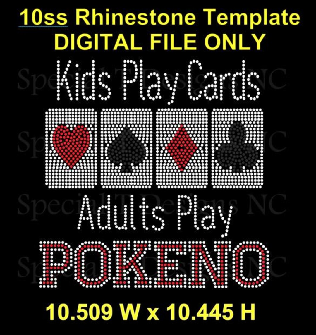 Adults Play POKENO Rhinestone Template | SS10 Hotfix SVG | Card Game ...