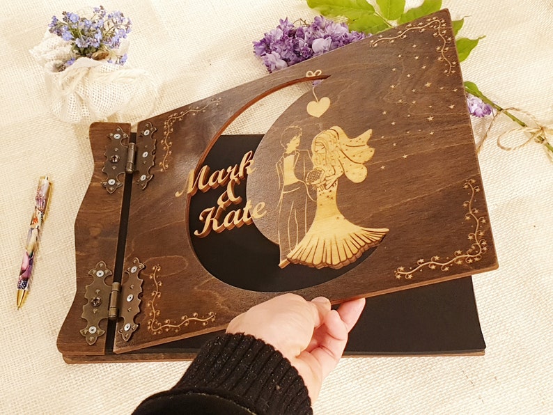 Wooden Wedding Album Laser Engraved Album Personalized | Etsy