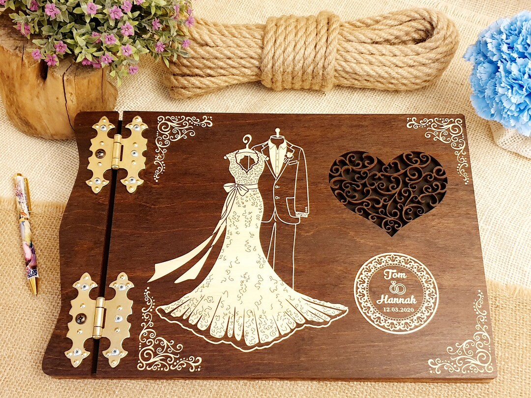 Wooden Wedding Album, Laser Engraved Album, Personalized Wedding, Photo ...