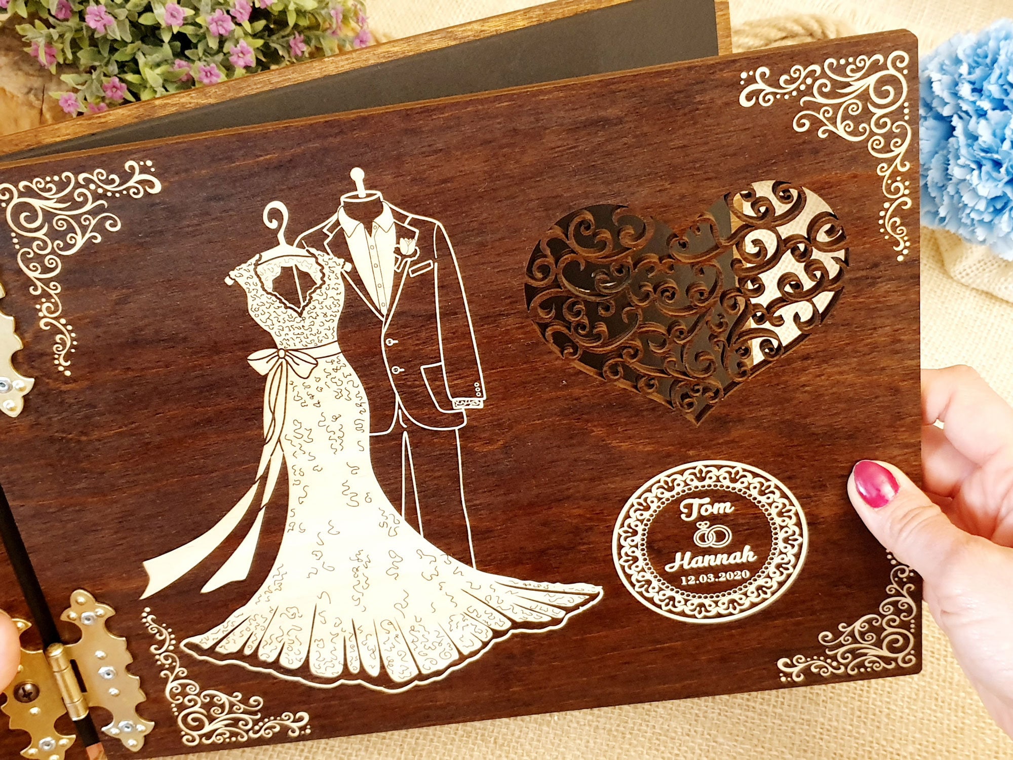 Wooden Wedding Album Laser Engraved Album Personalized - Etsy Canada