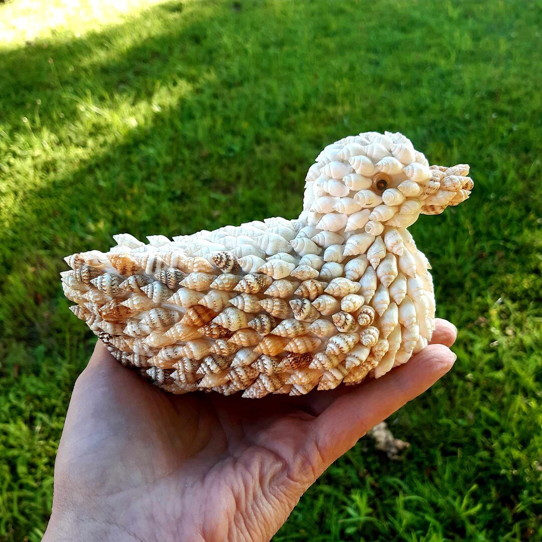 Seashell Figurine Duck, Vintage Seashell Art Bird, Handcrafted Sea ...