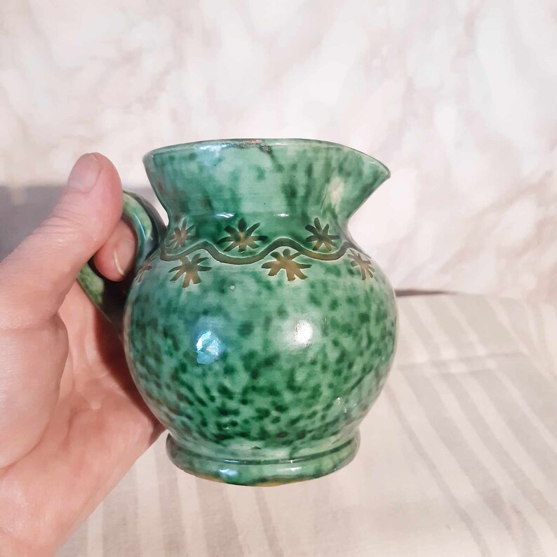 Green Ceramic Jug, Vintage Scandinavian Ceramic Pitcher, Scandinavian ...
