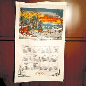 Vintage 1979 Calendar Tapestry, Scenic Wall Hanging - Etsy