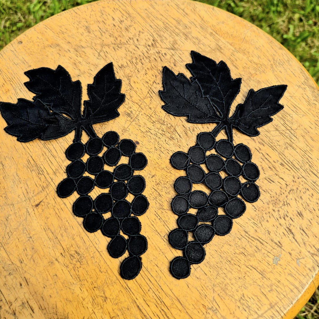 Vintage Black Grapevine Appliqué Pair, Sew-on Lace Trim - Etsy