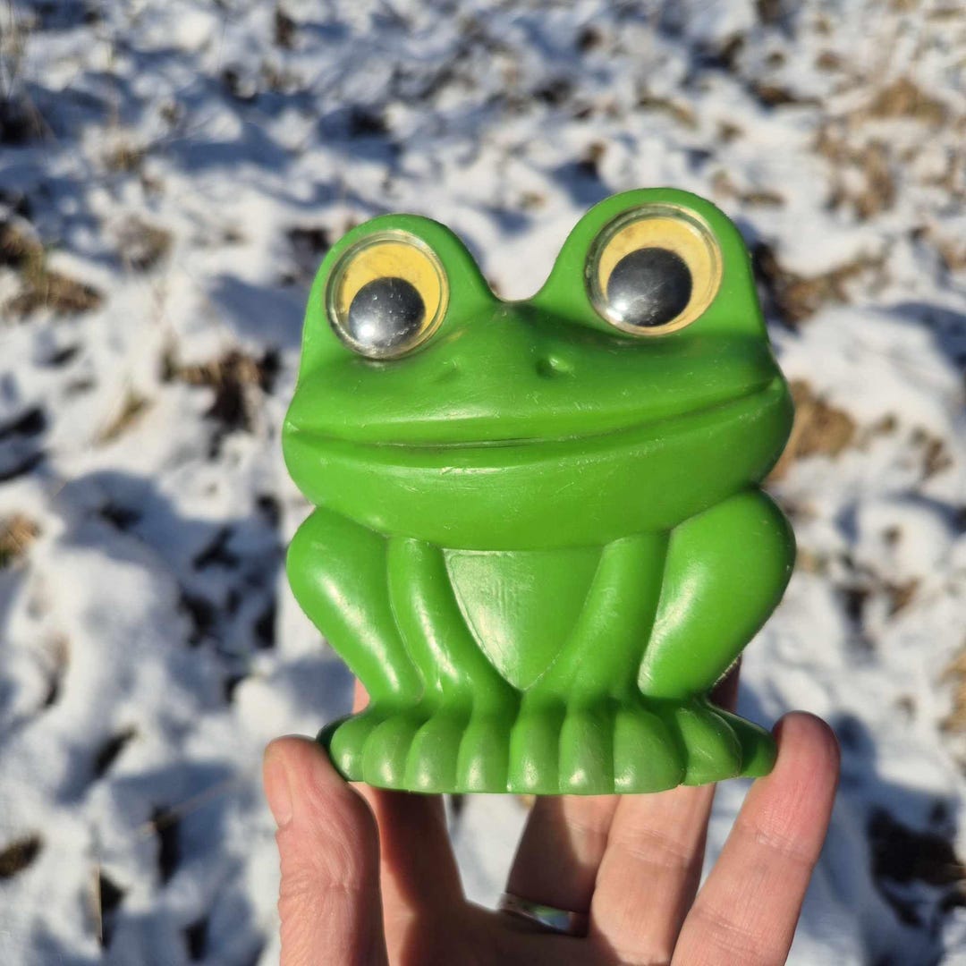 Vintage Plastic Frog Toy, Green Frog, Made in USSR, Baby Toy, Soviet ...