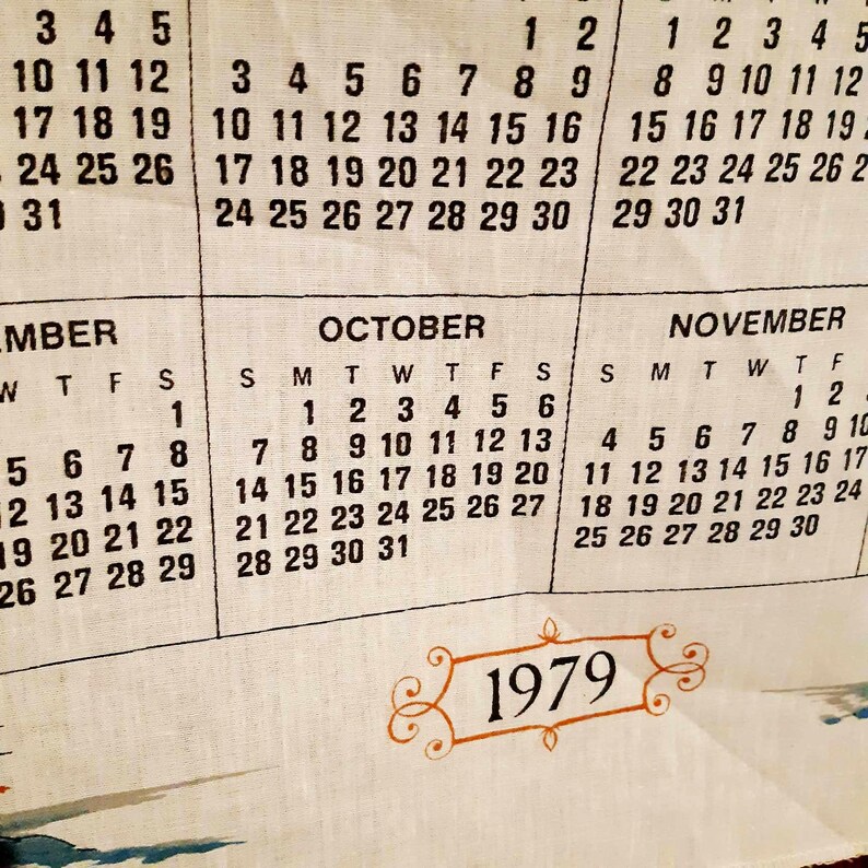 Vintage Calendar 1979, Tapestry - 1979, Wall Hanging Calendar, Vintage ...