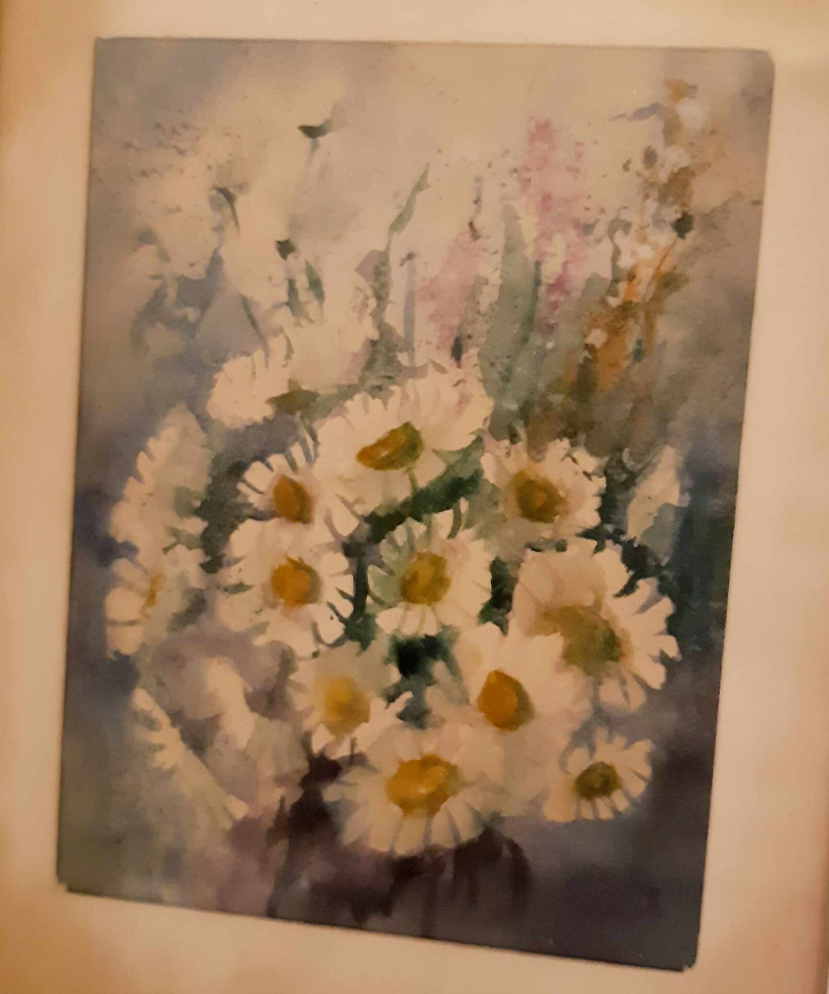 Miniature Daisy Watercolor Painting, Daisy Painting, Summer Home Decor ...