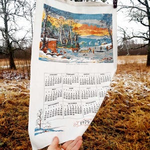 Vintage 1979 Calendar Tapestry, Scenic Wall Hanging - Etsy