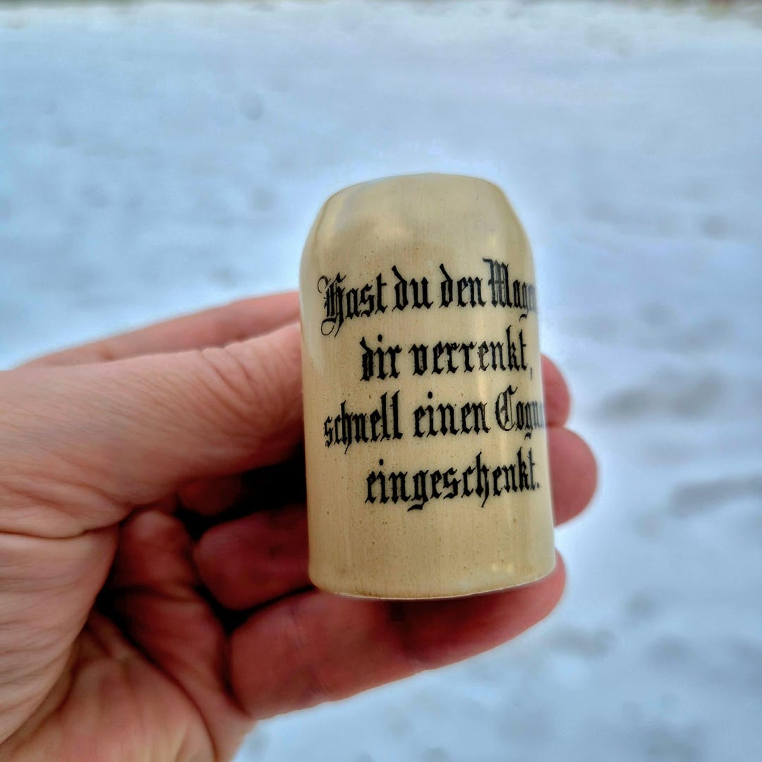 Vintage Miniature German Cup With Text, Porcelain Shot Cup, Tiny Mug ...