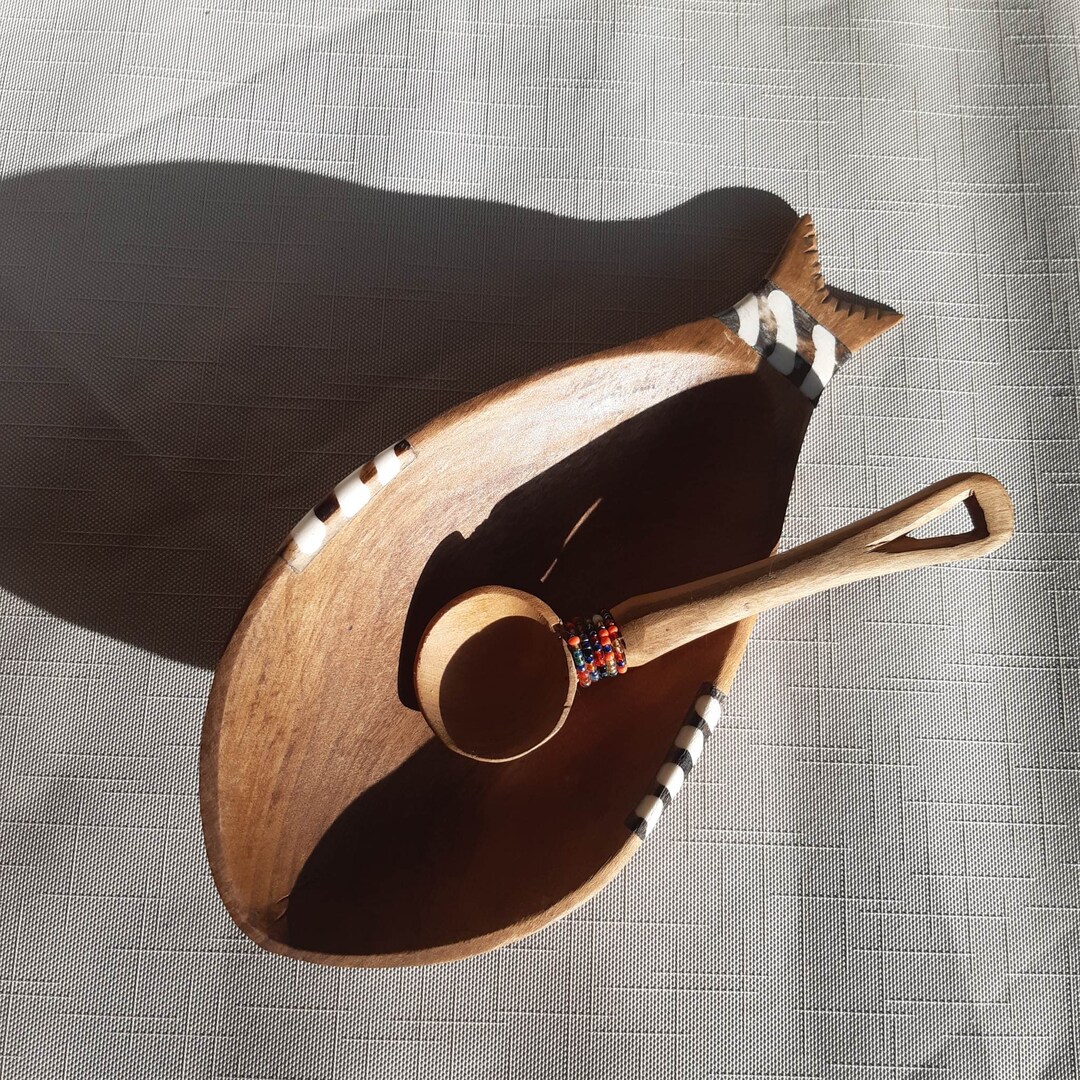 Wooden Fish Bowl Handmade, Woodens Set Spoon and Bowl, Vintage Bowl - Etsy