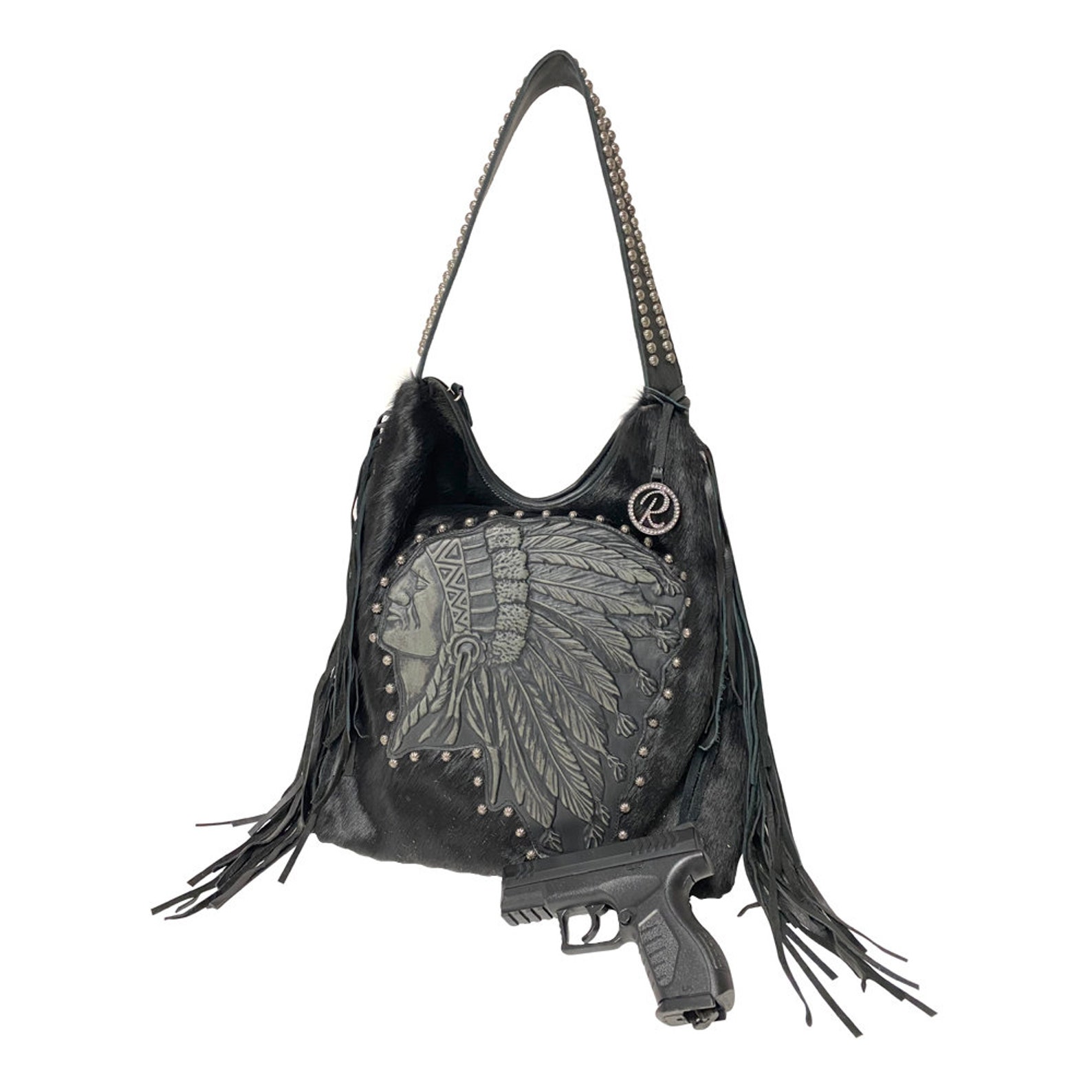 Raviani Western Hobo Indian Chief in Hair on Leather W/ Fringe - Etsy