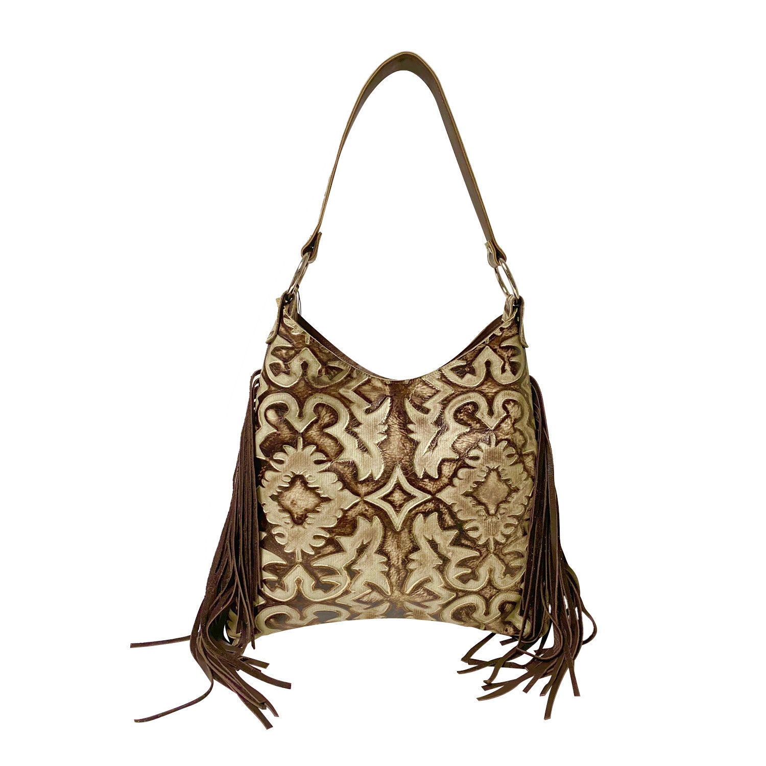 Raviani Hobo Bag in Tan Laredo Embossed Cowhide Leather - Etsy