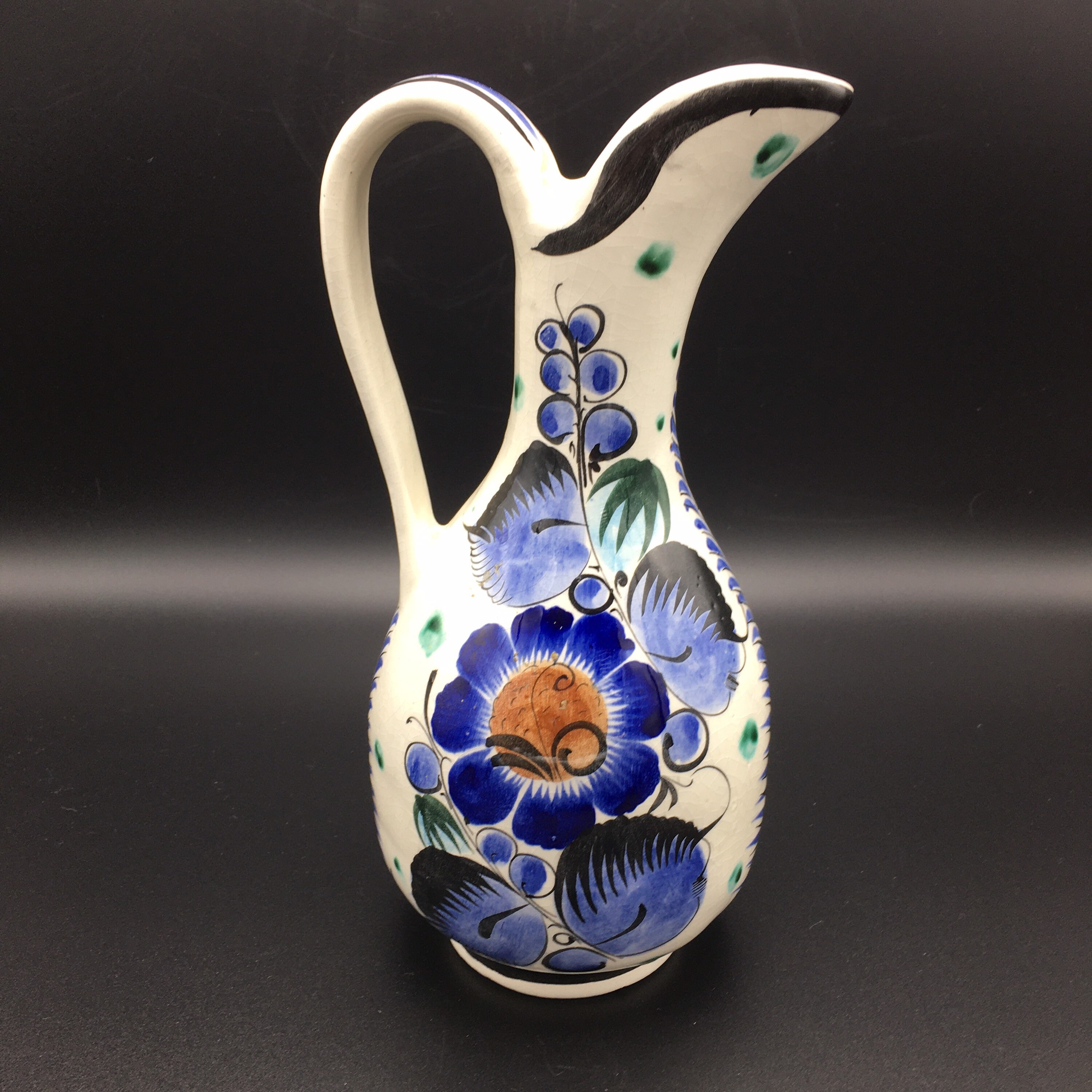 Ceramic Delft Like Pitcher White with Blue Flowers | Etsy