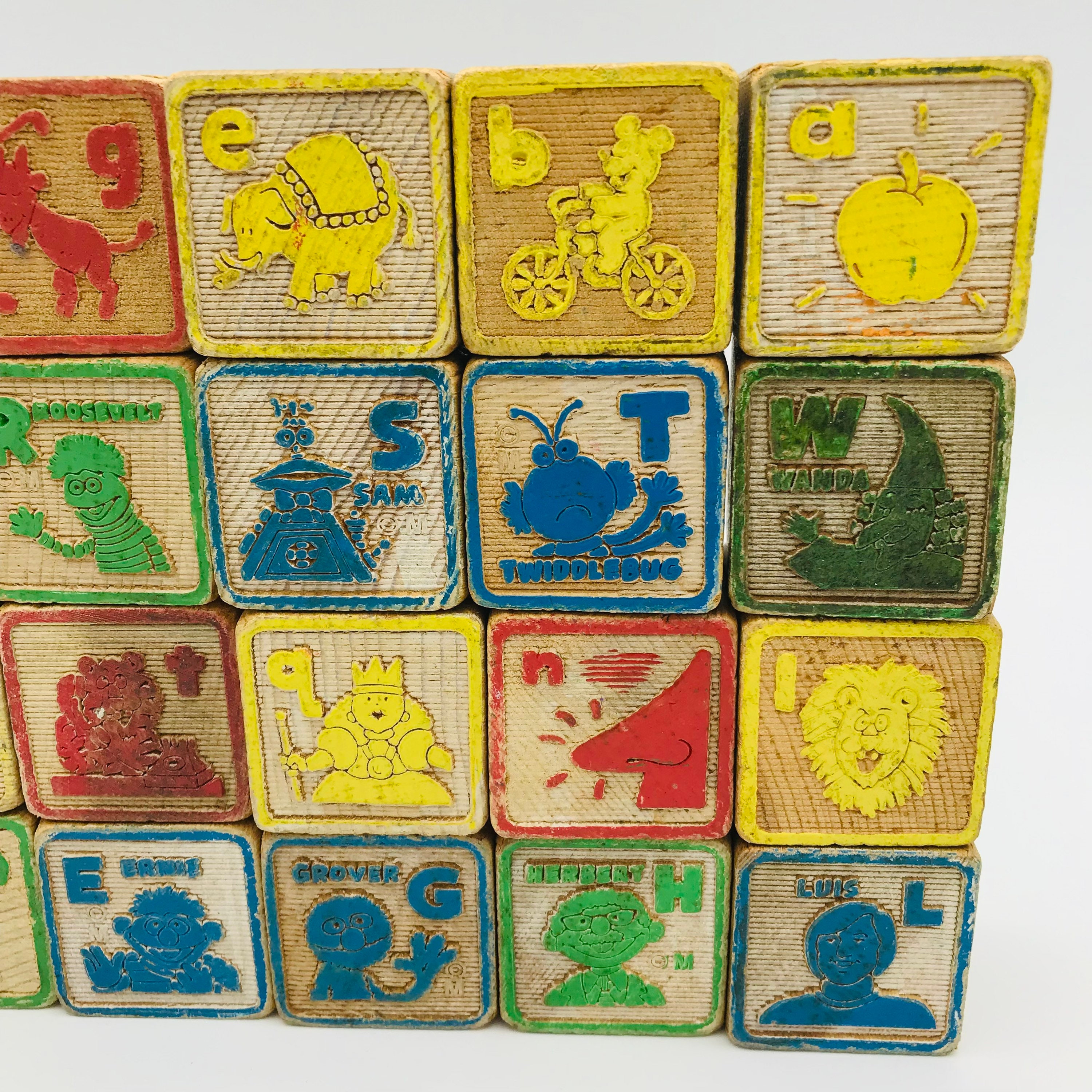 Vintage Wooden Sesame Street Alphabet Blocks | Etsy