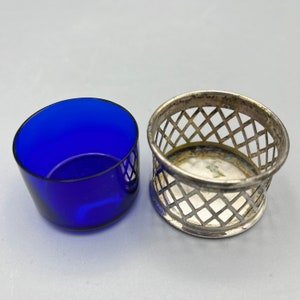 Vintage Cobalt Blue Condiment Set on Metal Tray - Etsy