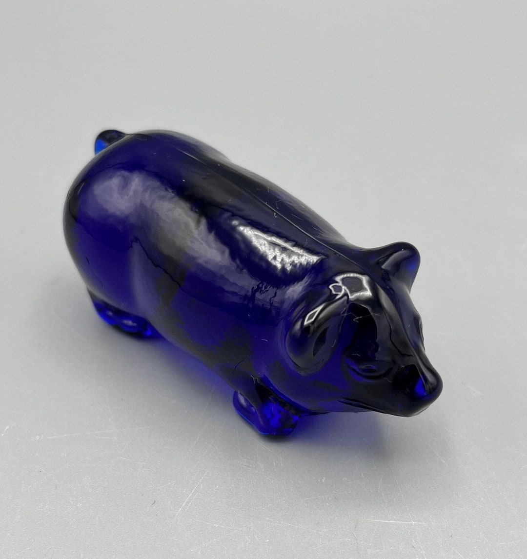 Rosso Keystone R Cobalt Blue Glass Pig Figurine - Etsy
