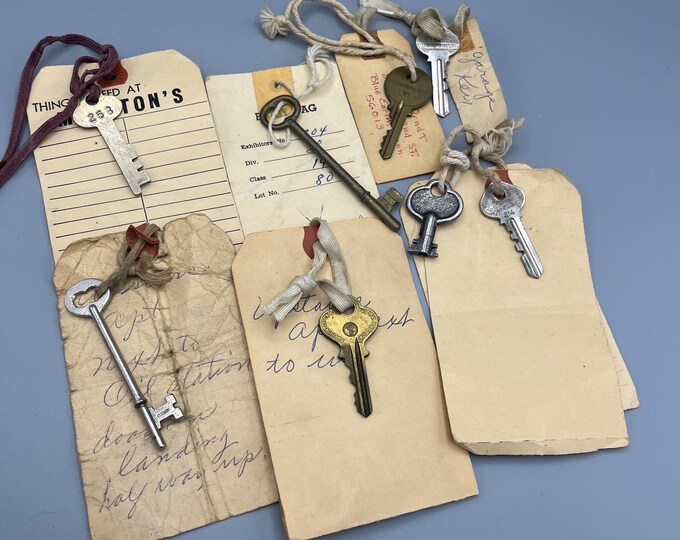 Vintage Keys With Paper Tags, Junk Journal Keys - Etsy