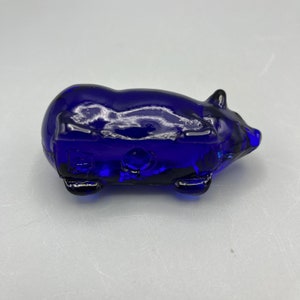Rosso Keystone R Cobalt Blue Glass Pig Figurine - Etsy