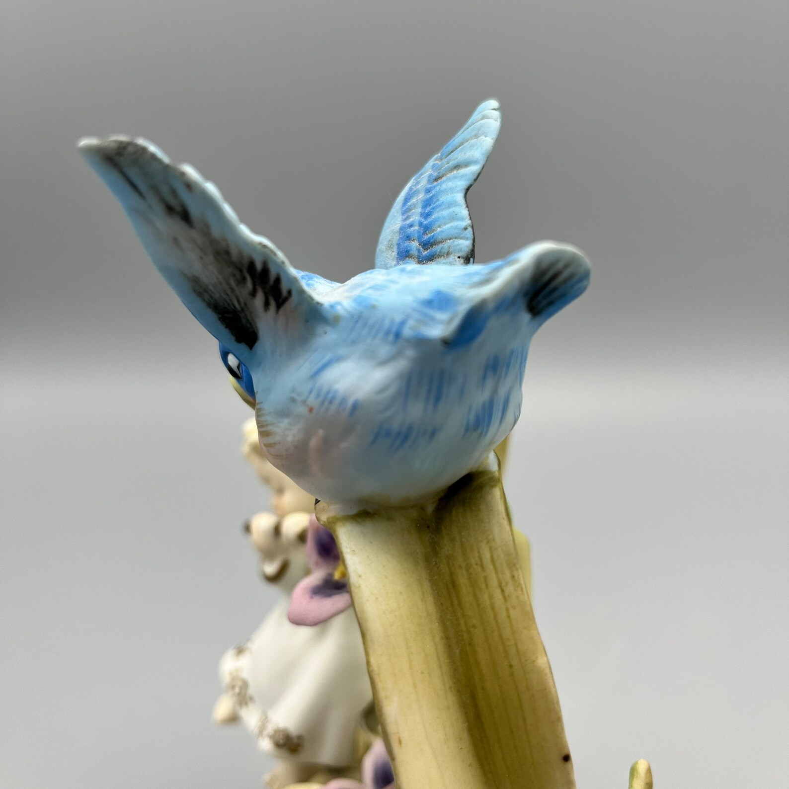 Lefton Blue Bird and Girl Playing Flute Figurine - Etsy